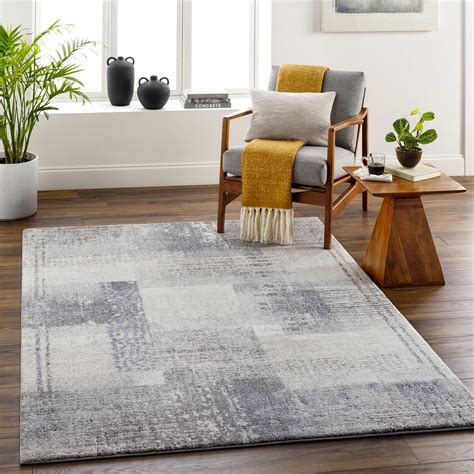 Markandday Area Rugs 8x8 Amrit Modern Off White Charcoal Square Area Rug