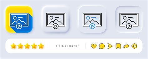 프리젠 테이션 라인 아이콘을 시작합니다 사진 이미지 썸네일 기호입니다 뉴모픽 버튼 벡터 0명에 대한 스톡 벡터 아트 및 기타 이미지 Istock