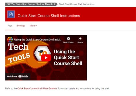 Moodle 4 Quick Start Course Shell