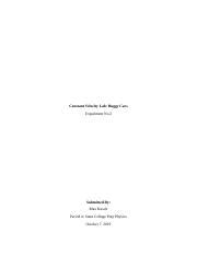 Constant Velocity Lab Docx Constant Velocity Lab Buggy Cars Experiment No 2 Submitted By Max