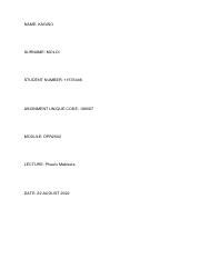 DPR ASSIGNMENT Pdf NAME KAGISO SURNAME MOLOI Babe NUMBER ASIGNMENT UNIQUE