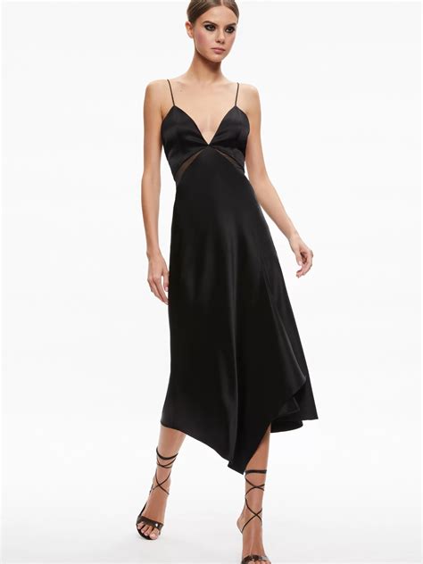 Alice And Olivia Moriah Sheer Cutout Midi Dress Enda Clothing