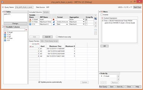 Solved Query Builder Unique Records Jmp User Community
