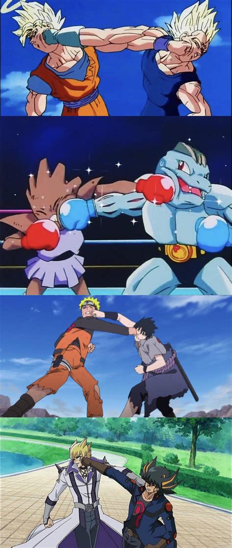 Anime Characters Punching Each Other In The Face By Graymonsuta On