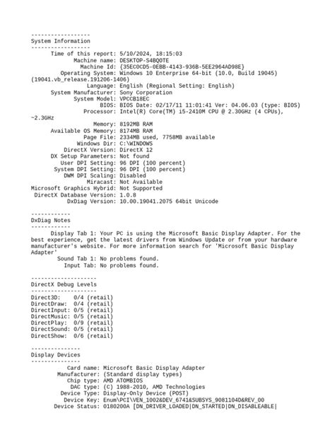 Dxdiag Pdf Device Driver Ibm Pc Compatibles