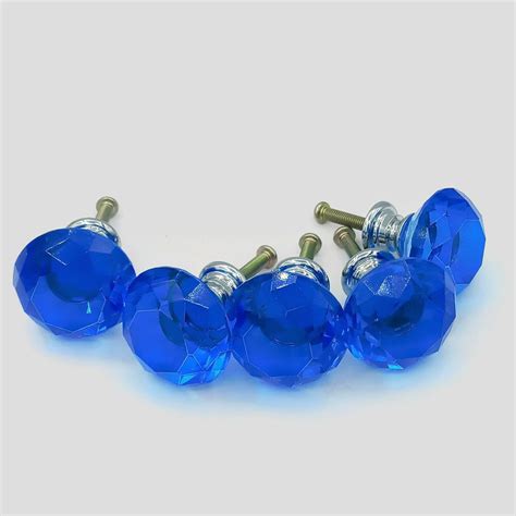 Vintage Lot Of Decorative Blue Glass Door Knobs Irregular Furniture