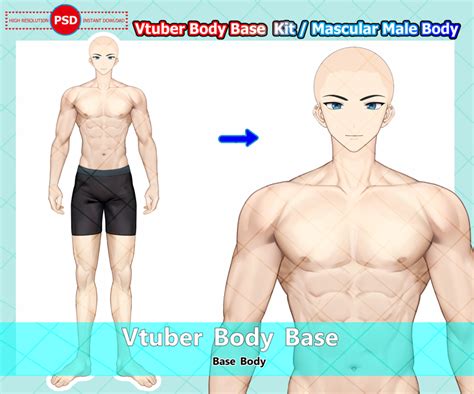 Bald Muscular Vtuber Model Base Bluemerry04 S Ko Fi Shop
