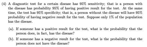 Solved A Diagnostic Test For A Certain Disease Has Chegg