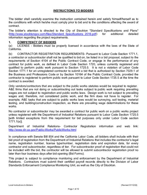 Fillable Online Template Instructions To Bidders Local Project 2