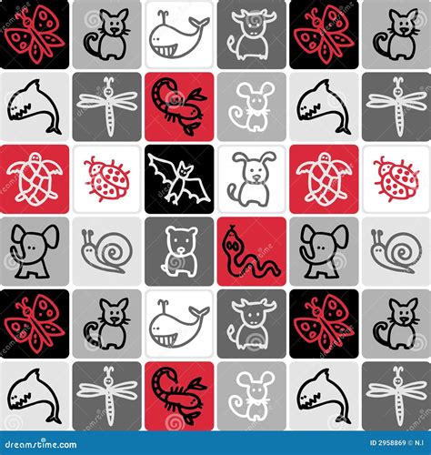 Animals Checked Pattern Stock Vector Illustration Of Ocean 2958869 Animals Checked Pattern Stock Vector Illustration Of Ocean 2958869