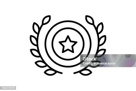 월계관이 있는 메달 아이콘입니다 축하 승자 성공 보상과 관련된 아이콘입니다 선 아이콘 스타일 디자인입니다 간단한 벡터 디자인 편집 가능 Championship에 대한 스톡