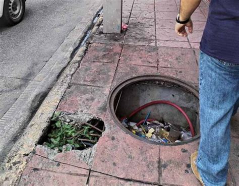Peligro Latente Registros Abiertos En Banquetas Del Centro De Tapachula