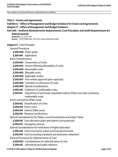 2 Cfr Part 200 Subpart E Up To Date As Of 5 22 2024 Pdf