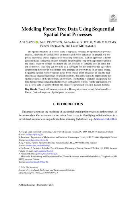 pdf modeling forest tree data using sequential spatial point processes