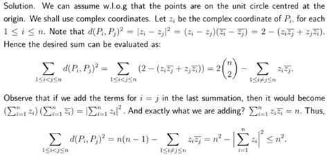 Geometry Sum Of Squared Distances Between Points On A Unit Circle