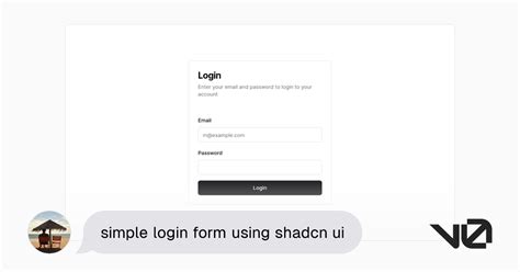 Simple Login Form Using Shadcn Ui A Shadcn Ui And V0 Generation V0