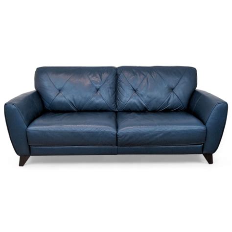 Macys Myia Tufted Back Leather Sofa In Peacock Blue