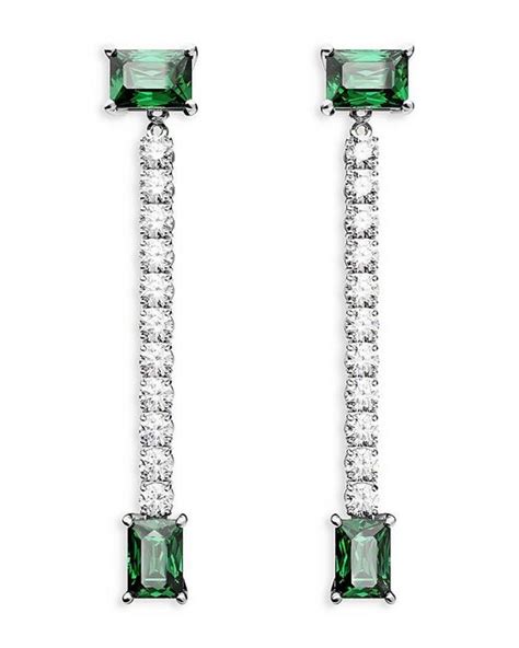 Swarovski Matrix Pave And Rectangle Crystal Linear Drop Earrings In White