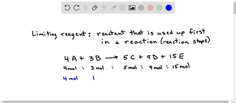 solved balanced equation 4a 3b → 5c 9d 15e if 4 moles of a