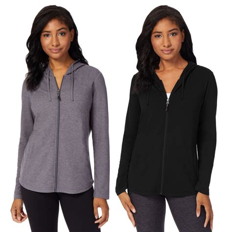 32 Degrees Womens 2 Pack Full Zip Hoody In Leadpale Thistle Costco Uk