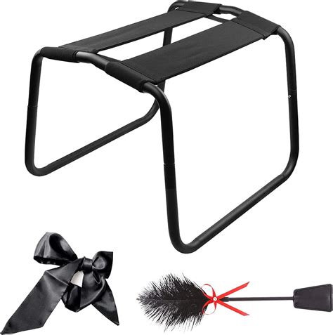 Deluxe Sexmöbel Setsex Stuhl Satin Augenmaske Straußenfeder