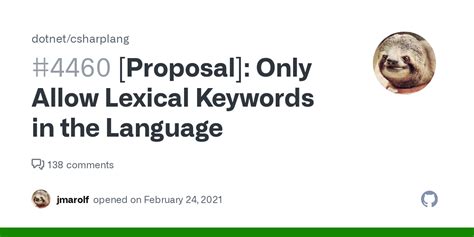 Proposal Only Allow Lexical Keywords In The Language · Issue 4460