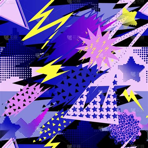 男孩抽象女孩四方连续纹样几何形状纺织品图像矢量式样重复素材 花瓣网