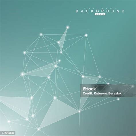 기하학적 추상 배경 연결된 라인 및 점입니다 디자인에 대 한 과학적인 개념입니다 벡터 일러스트 레이 션 0명에 대한 스톡 벡터