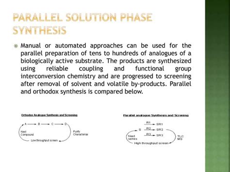 Parallel Synthesis Pptx Chemistry Science