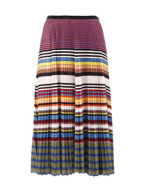 Paul Smith Striped And Pleated Skirt Multi Editorialist