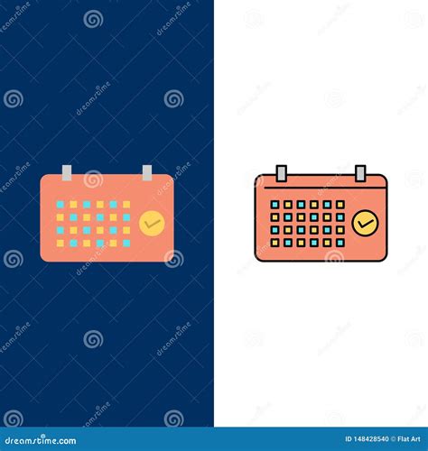 Calendar Date Month Year Time Icons Flat And Line Filled Icon Set