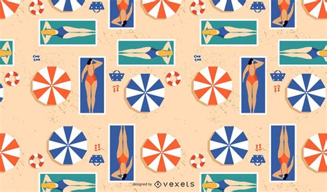 Girls On The Beach Pattern Vector Download