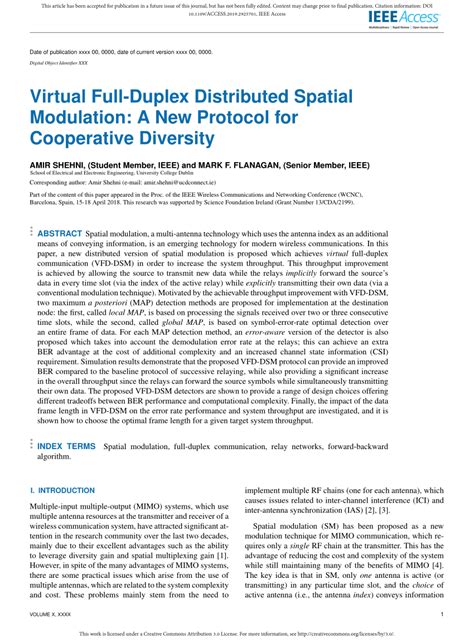 Pdf Virtual Full Duplex Distributed Spatial Modulation A New Protocol For Cooperative Diversity