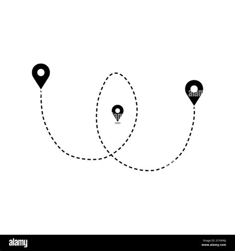 Route Icon Between Two Points With Dotted Path Line And Location Pin