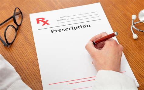 Premium Photo Medical Prescription Woman Doctor Wooden Office Table