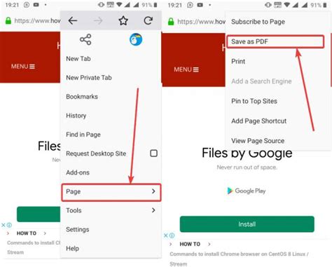 how to save a webpage as pdf on chrome and firefox andriod browser