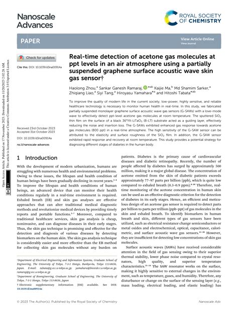 Pdf Real Time Detection Of Acetone Gas Molecules At Ppt Levels In An Air Atmosphere Using A
