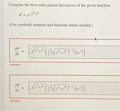 Solved Compute The First Order Partial Derivatives Of The