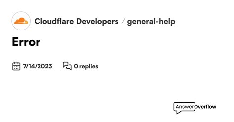 Error Cloudflare Developers