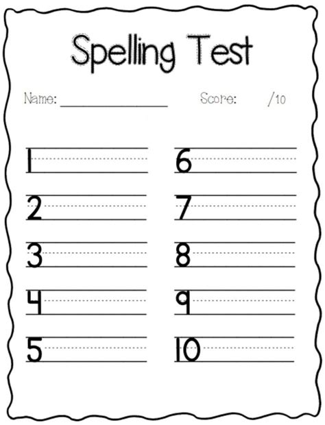 Spelling Test Template Worksheet Spelling Test Template Spelling
