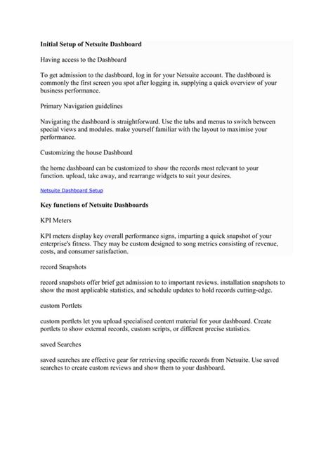 Netsuite Dashboard Setup Circular Edge Pdf
