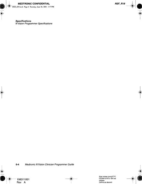 Medtronic 8840 N Vision Clinician Programmer Model 8840 User Manual Unknown