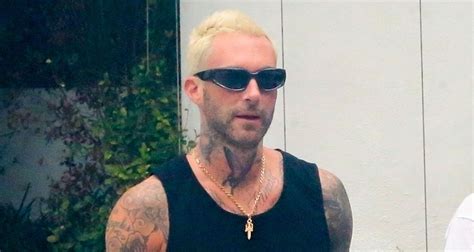 Adam Levine Shows Off Bleached Blonde Hair And Tattoos During Walk Around