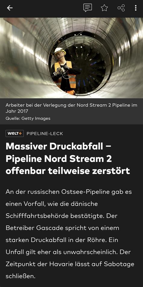 Nord Stream Seems To Be Destroyed Pressure Lost From To Bar Gas Leaks Monitored At Sea