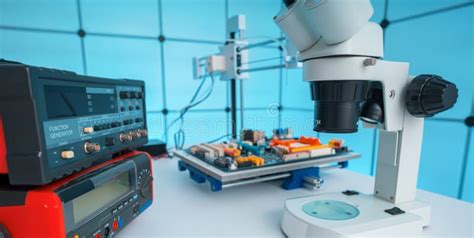 Automated Control Of Printed Circuit Boards Control Of Chip Mounting Stock Image Image Of