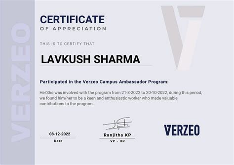Lavkush Sharma On Linkedin Thankyousomuch Verzeo Campusambassador