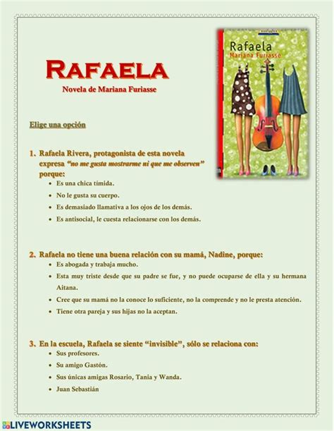 Novela Rafaela Worksheet Novelas Lengua Y Literatura Buenas Relaciones