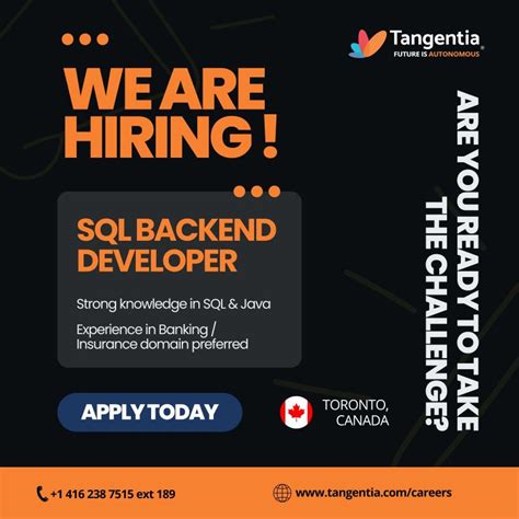 Sql Java Developer Hiring Backenddevelopment Techjobs