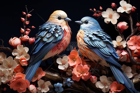 鸟语花香插画图片下载 正版图片600476328 摄图网