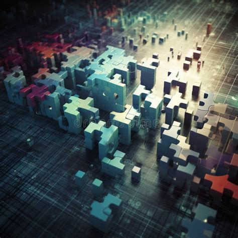 Abstract Puzzle Made Of Financial Charts And Graphs For Piecing Together Financial Data Stock